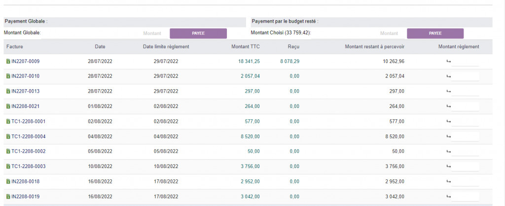 Global Facture Payement